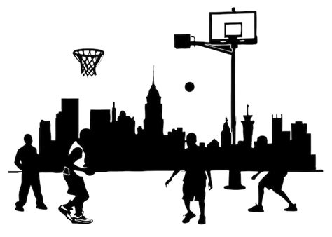 Siluetas De Jugadores En Movimientos Dinámicos De Calle Dunks Y Cruces