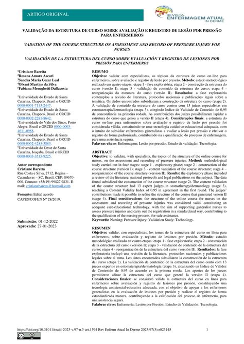 PDF VALIDAÇÃO DA ESTRUTURA DE CURSO SOBRE AVALIAÇÃO E REGISTRO DE