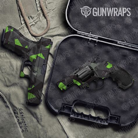 Shattered Metro Green Camo Gun Skin Vinyl Wrap For Pistol And Revolver