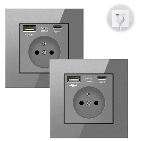 Prise De Courant Avec Connecteurs USB Et Type C Panneau De Prise