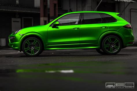 Porsche Cayenne Lime Green Satin Chrome Wrap Autoevolution