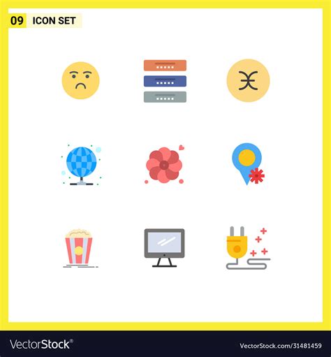 Set 9 Modern Ui Icons Symbols Signs For Flower Vector Image