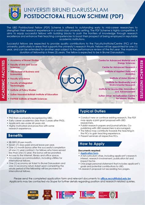 Universiti Brunei Darussalam Postdoctoral Fellow Scheme AI Lab