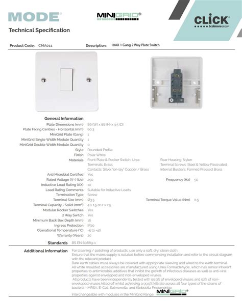 CLICK MODE GANG WAY A SWITCH MGF Electrical Supplies