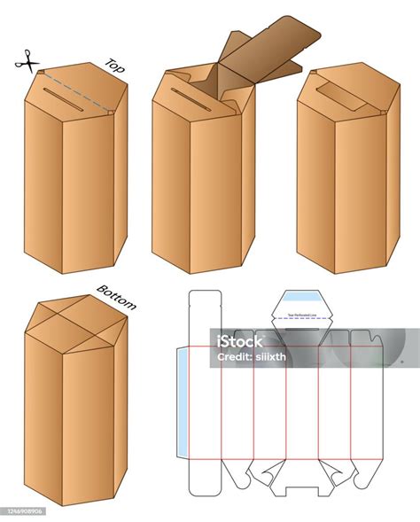 Kemasan Kotak Die Cut Desain Template Mockup 3d Ilustrasi Stok Unduh