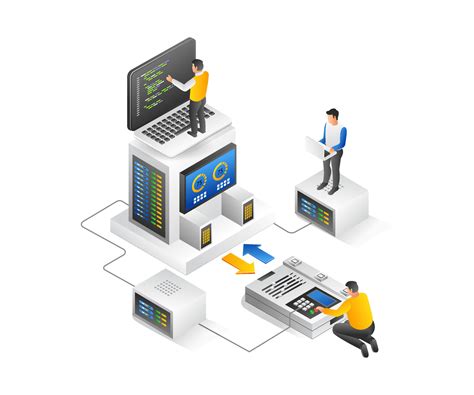 Flat Isometric Illustration Concept Of Web Development Team And App