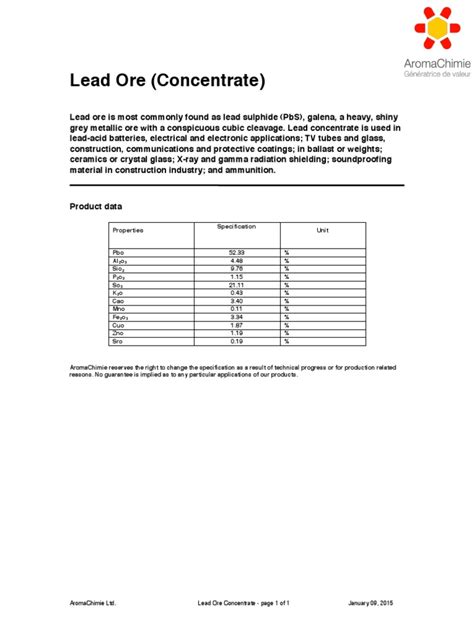 Lead Ore Concentrate Pdf