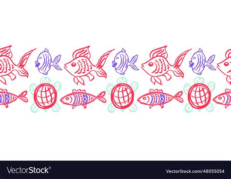 Cute Seamless Border Drawings With Wax Crayons Vector Image