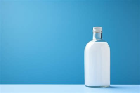 Premium Photo White Glass Bottle On A Blue Background Mockup For Design