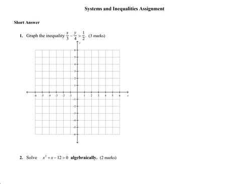 Solved Systems And Inequalities Assignmentshort Answergraph