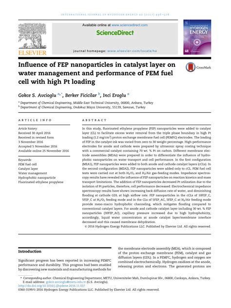 Pdf Influence Of Fep Nanoparticles In Catalyst Layer On Water Management And Performance Of