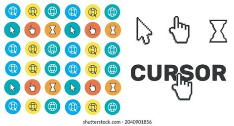 Pixel Cursors Icons Mouse Hand Arrow Stock Vector Royalty Free