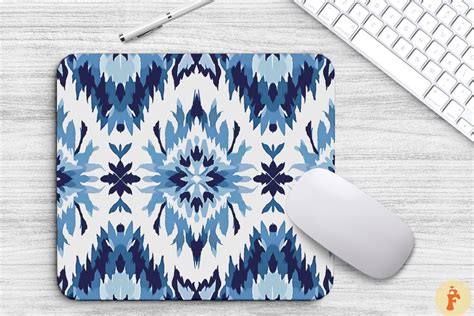 Blue Ikat Boho Ethnic Pattern Mouse Pad By Mulew Art TheHungryJPEG