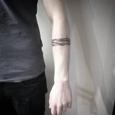 Abstract Armband Tattoo On The Left Forearm Geometric Forearm Tattoo