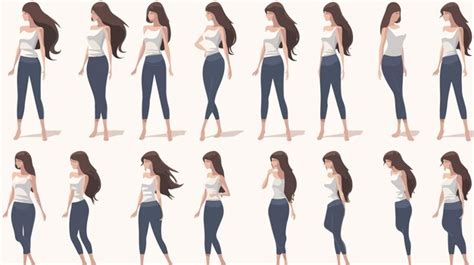 Elegant Young Woman Animation Constructor Kit Set Premium Ai