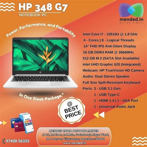 HP 348 G7 Notebook PC Intel Core I7 10510U 16gb RAM 512gb M 2 14
