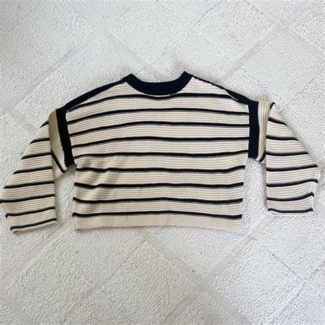 Verge Girl Womens Cream And Black Jumper Depop