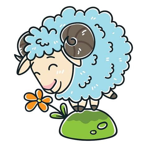 Premium Vector Sheep With A Flower