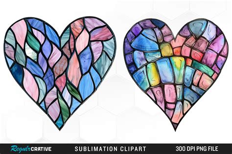 Stained Glass Pastel Heart Sublimation Graphic By Regulrcrative