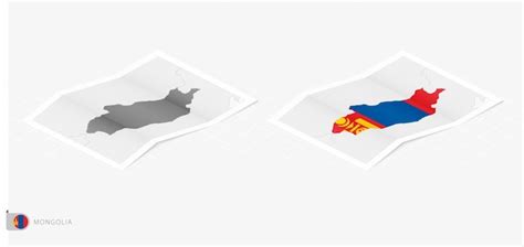 Premium Vector Set Of Two Realistic Map Of Mongolia With Shadow The
