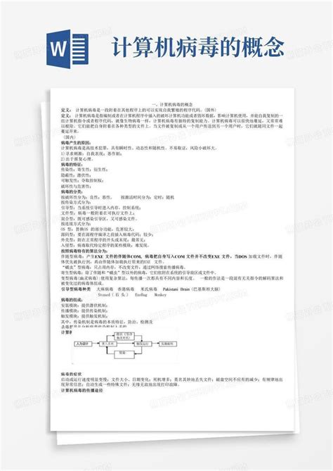 计算机病毒的概念 Word模板下载 编号qbnvoykp 熊猫办公