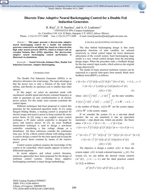 Pdf Discrete Time Adaptive Neural Backstepping Control For A Double Fed Induction Generator
