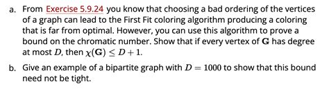 Exercise Use The First Fit Algorithm To Color Chegg