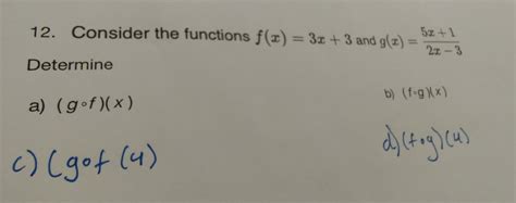 Solved Consider The Functions F X 3x 3 ﻿and G X 5x 12x 3