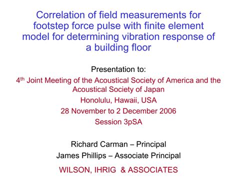 pdf correlation of field measurements for footstep force pulse with