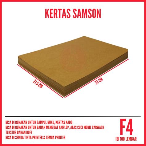 Jual Kertas Samson F4 Isi 100 Lembar Kertas Samson 80 Gsm Kertas