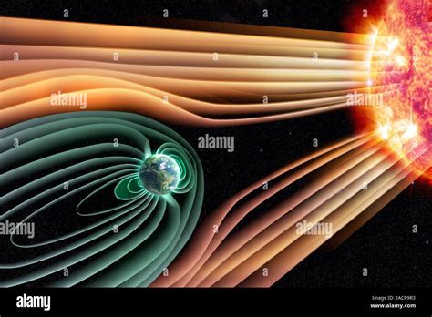 Earths Magnetosphere Computer Artwork Showing The Interaction Of The