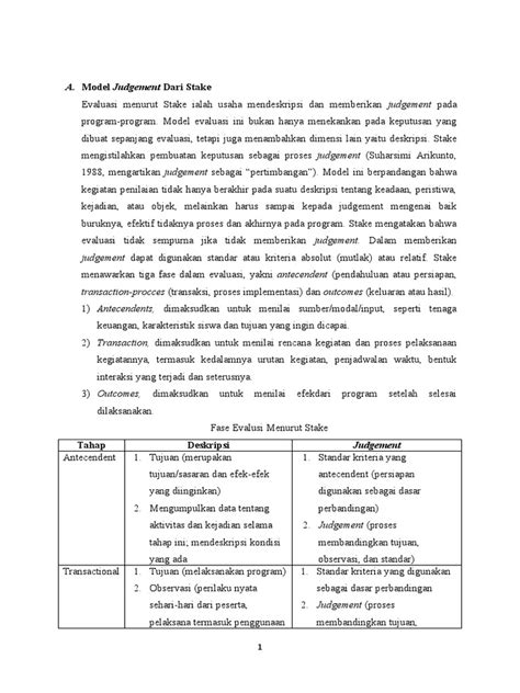 Contoh Evaluasi Model Stake Pdf