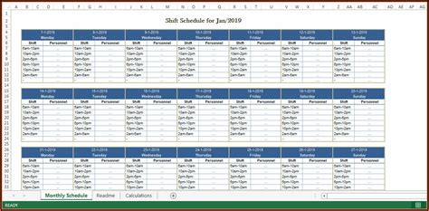 Hourly Employee Shift Schedule Template Excel Template 1 Resume