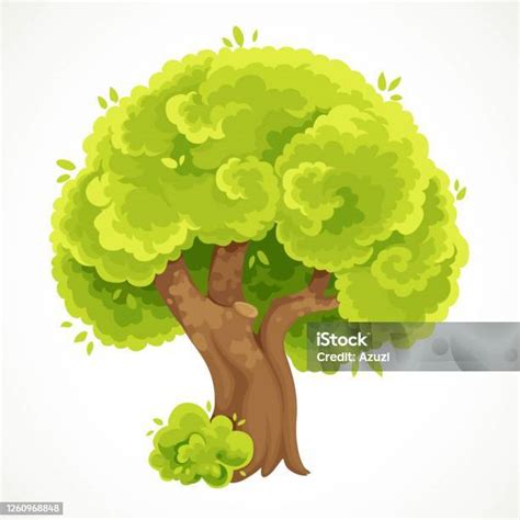 흰색 배경에 고립 된 녹색 단풍 벡터 그리기 여름 큰 오래된 두꺼운 나무 0명에 대한 스톡 벡터 아트 및 기타 이미지 0명 갈색 계절 Istock