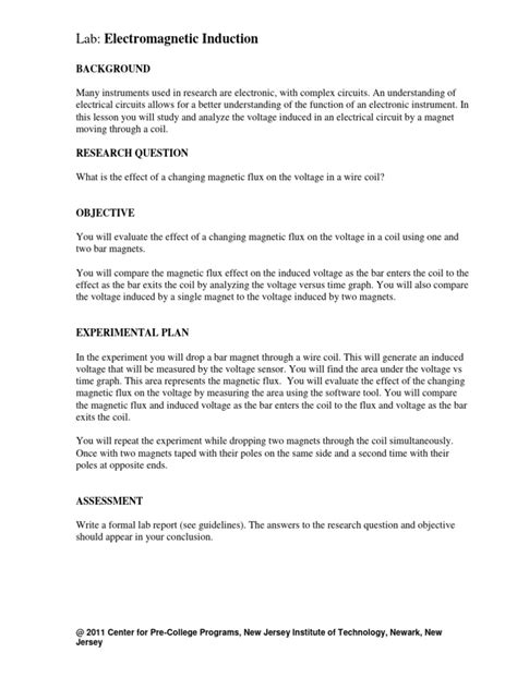 Ret 2011 Electromagnetic Induction Lesson Lab Pdf