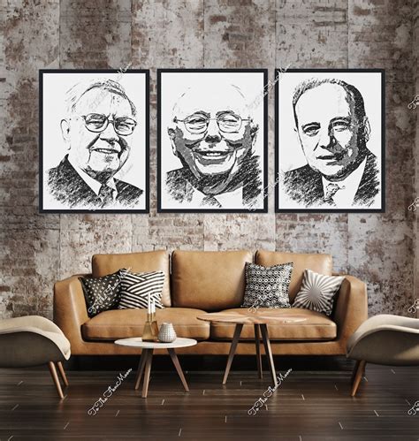 Sketch Of Warren Buffett Charlie Munger Benjamin Graham Etsy Portugal