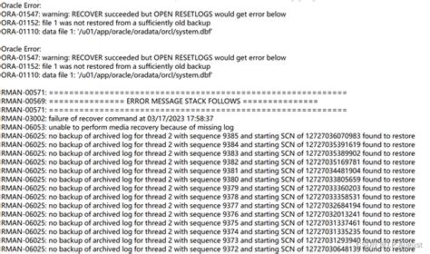 记录一次异机恢复问题：rman 06025 No Backup Of Archive Log Found To Restore Csdn博客