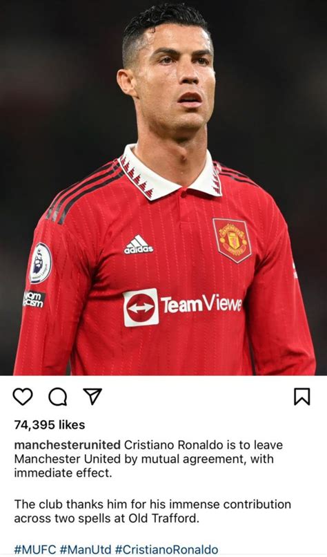 Manchester United Terminate Ronaldos Contract With Immediate Effect