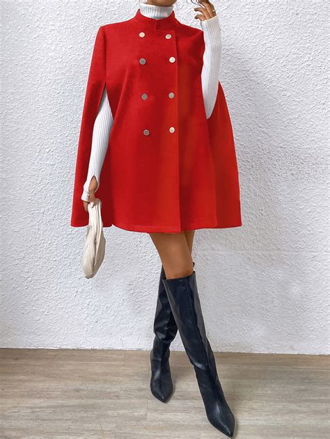 Shein Privé Cloak Sleeve Double Breasted Overcoat Shein Uk