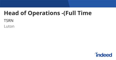 Head Of Operations Luton Lu4 9dt