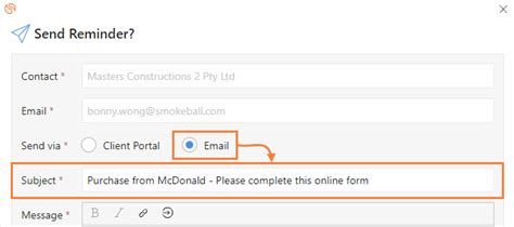 Customise Client Messages In Intake Forms Smokeball Support Hub