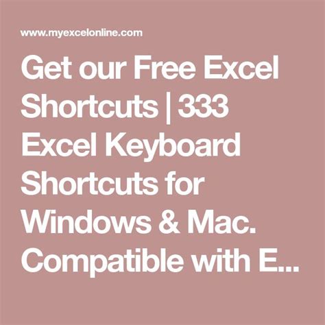 333 Excel Keyboard Shortcuts Myexcelonline Free Excel Tutorials