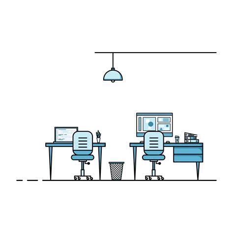Flat Design Of Working Table With Computer Desktop Equipment Working
