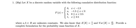 solved 1 20p let x be a discrete random variable with the