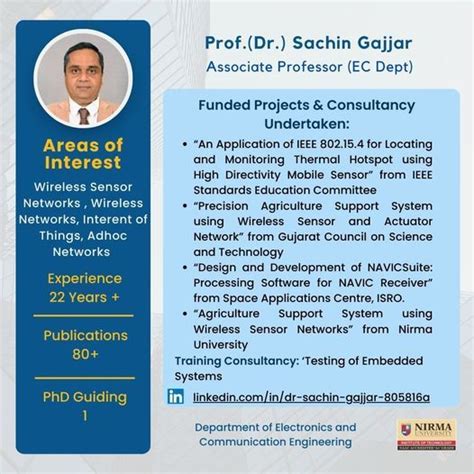 Ec Dept Institute Of Technology Nirma University Ahmedabad On Linkedin Know About The Faculty