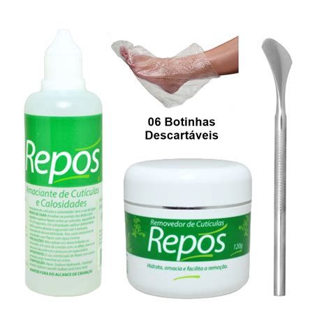 Kit Amaciante de Cutículas ml Creme Removedor Repos Espátula Botinhas