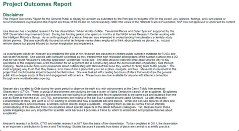 Project Outcomes Report