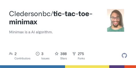 Github Cledersonbc Tic Tac Toe Minimax Minimax Is A Ai Algorithm