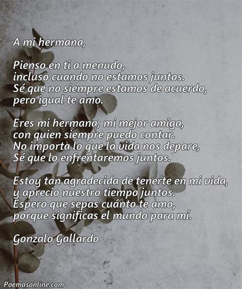 Te Amo Como A Una Hermana Poema