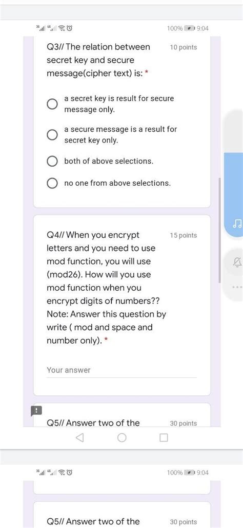 Solved 100 19 04 10 Points Q3 The Relation Between Secret Chegg Com